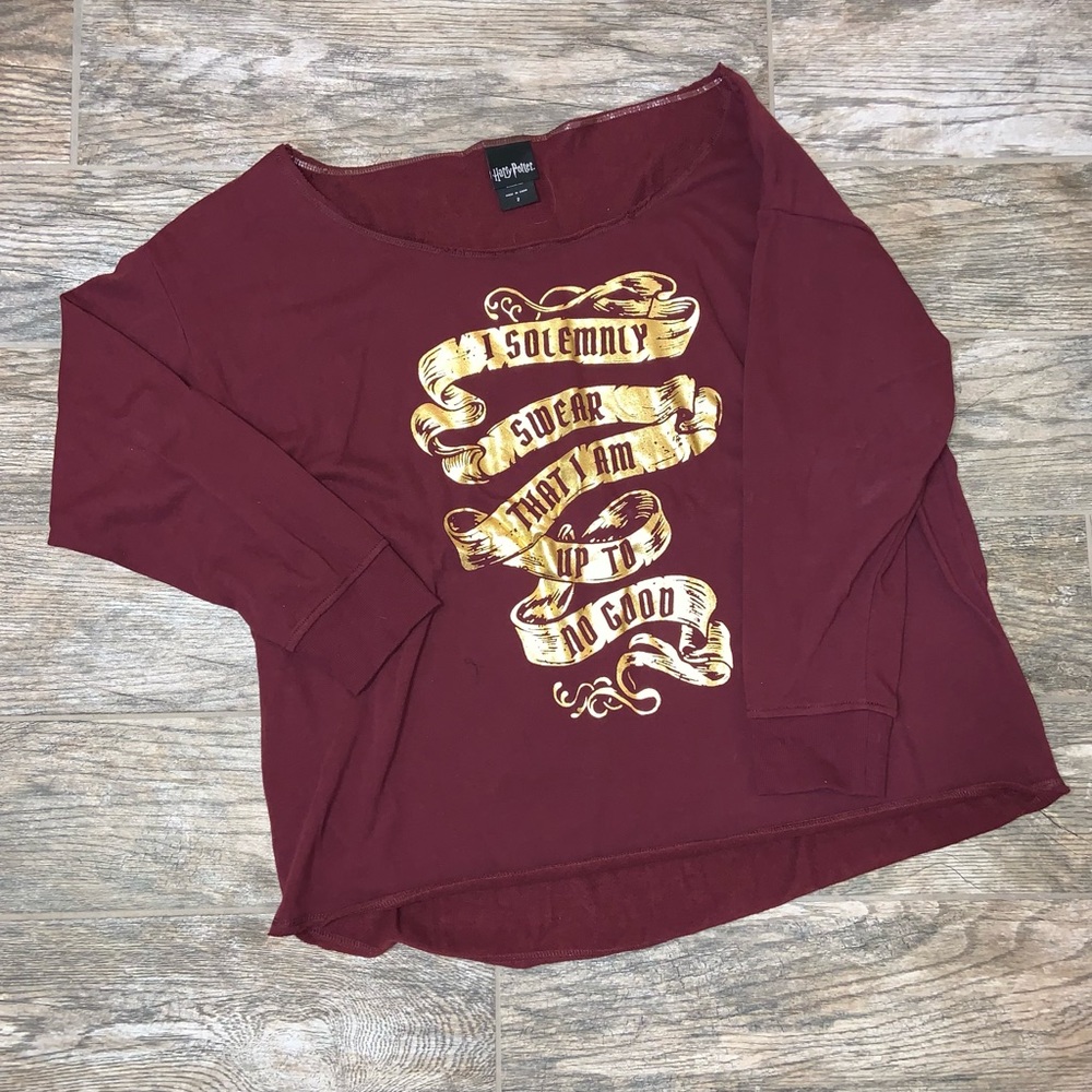 Harry Potter I Solemnly Swear Burgundy Off Shoulder S… - Gem